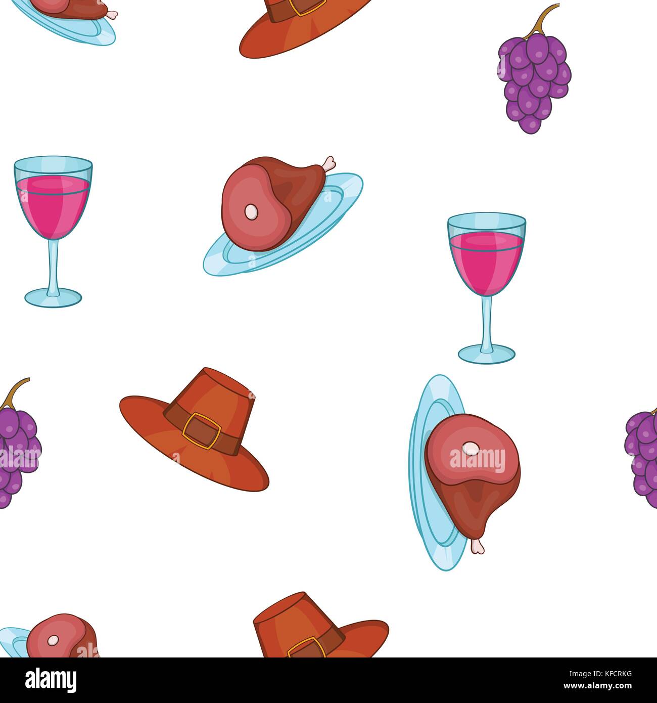 Thanksgiving day symbols pattern, cartoon style Stock Vector Image ...