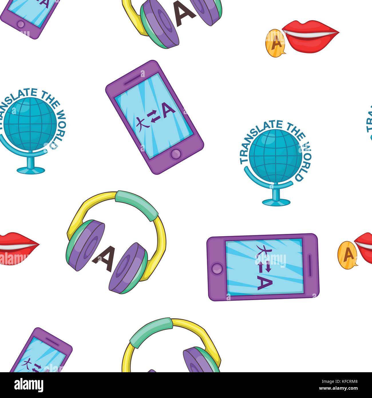 Learning foreign languages pattern, cartoon style Stock Vector Image ...