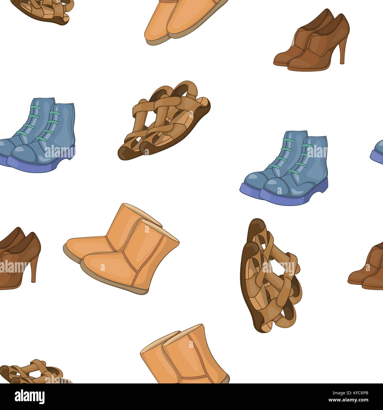 Different types of shoes pattern, cartoon style Stock Vector Image ...
