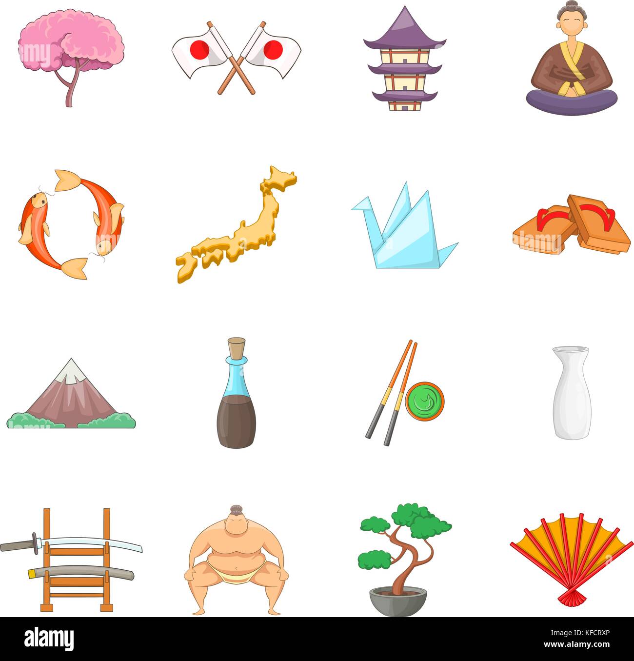 Japan icons set, cartoon style Stock Vector Image & Art - Alamy