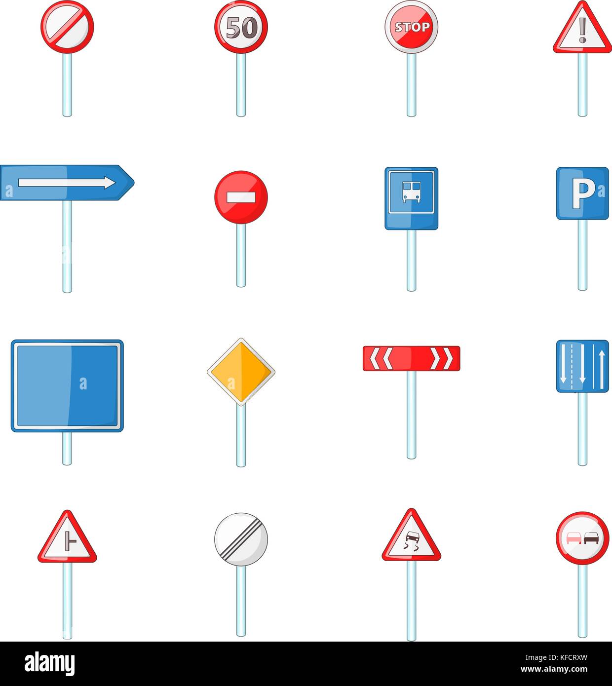 Road signs icons set, cartoon style Stock Vector Image & Art - Alamy