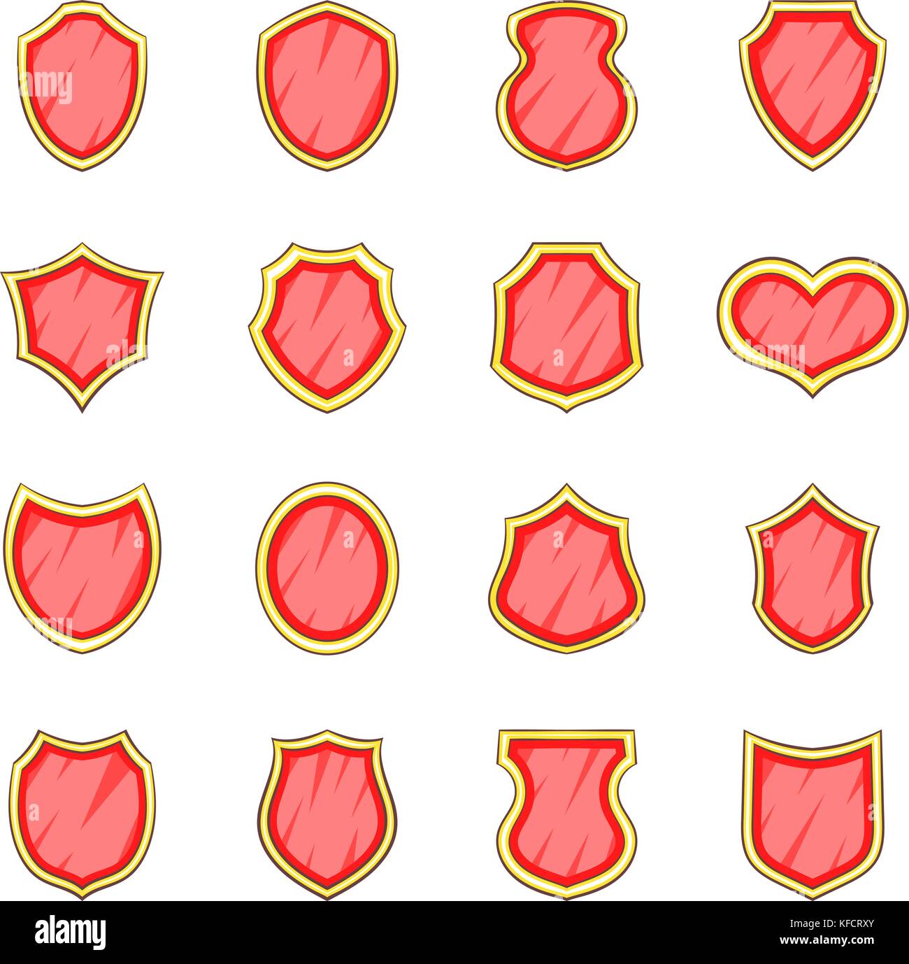 Shield icons set cartoon hi-res stock photography and images - Alamy