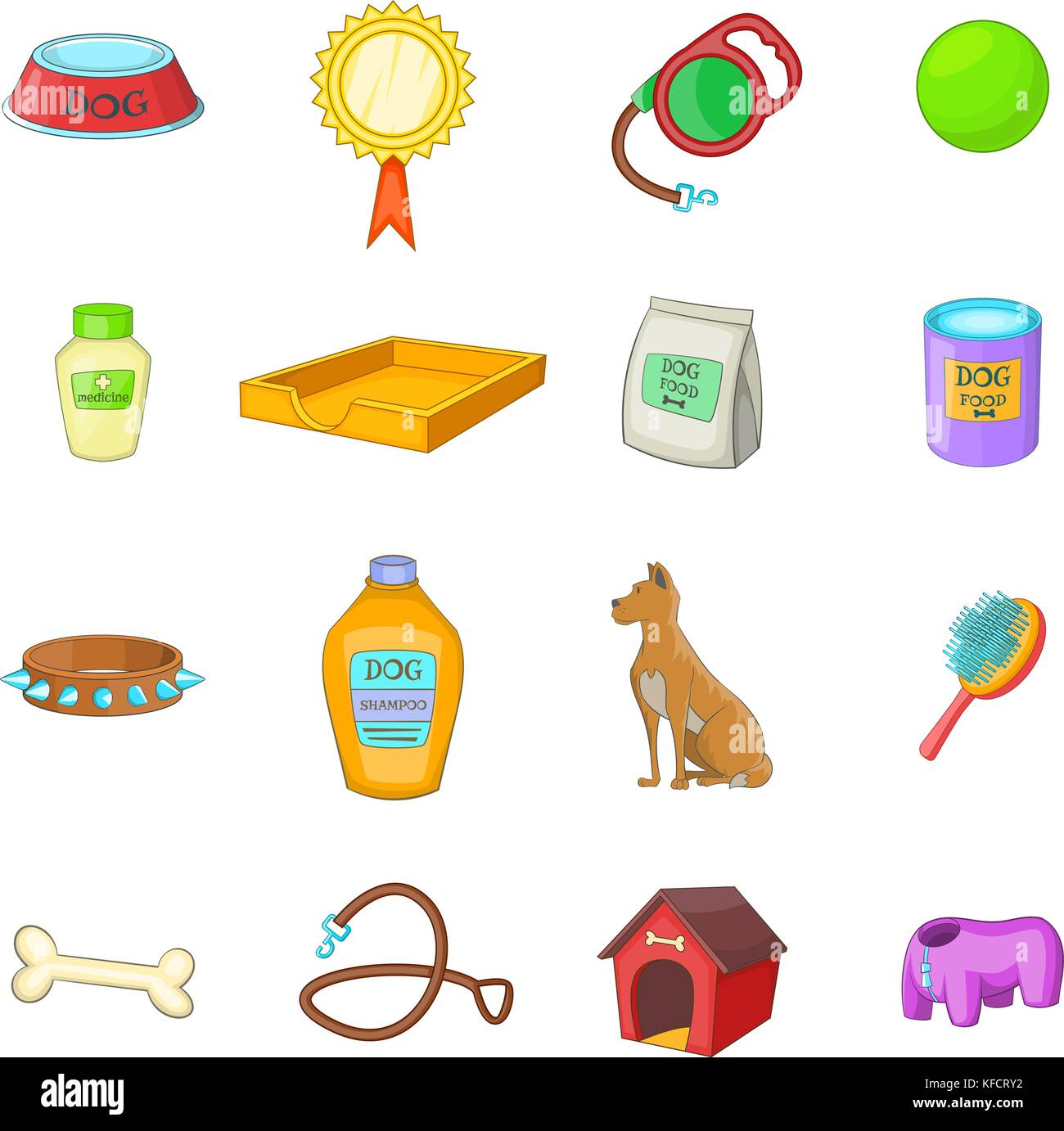 Dog care icons set, cartoon style Stock Vector Image & Art - Alamy