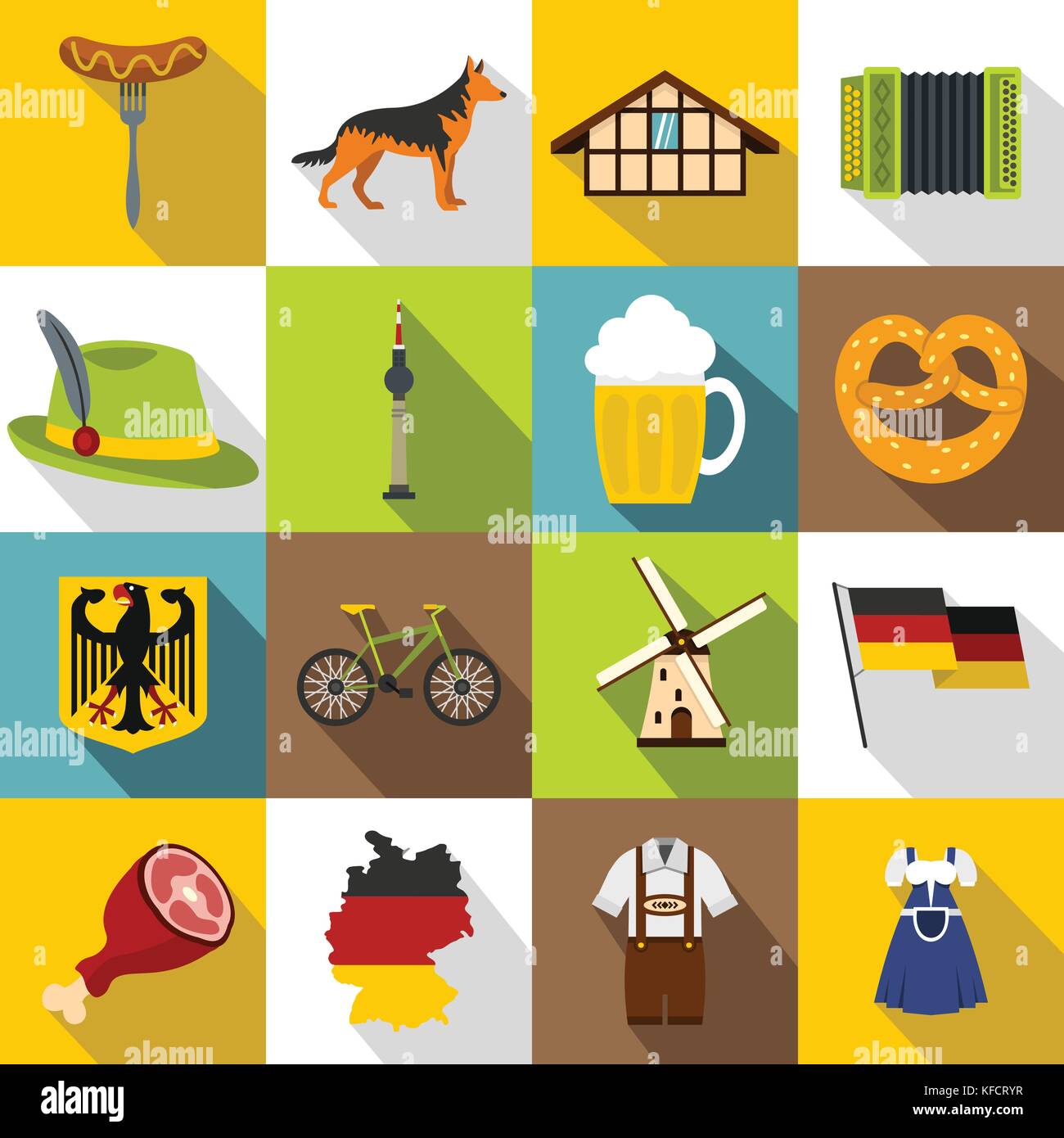 Germany icons set, flat style Stock Vector Image & Art - Alamy