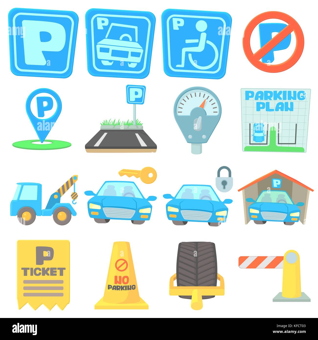 Parking icons set, cartoon style Stock Vector Image & Art - Alamy