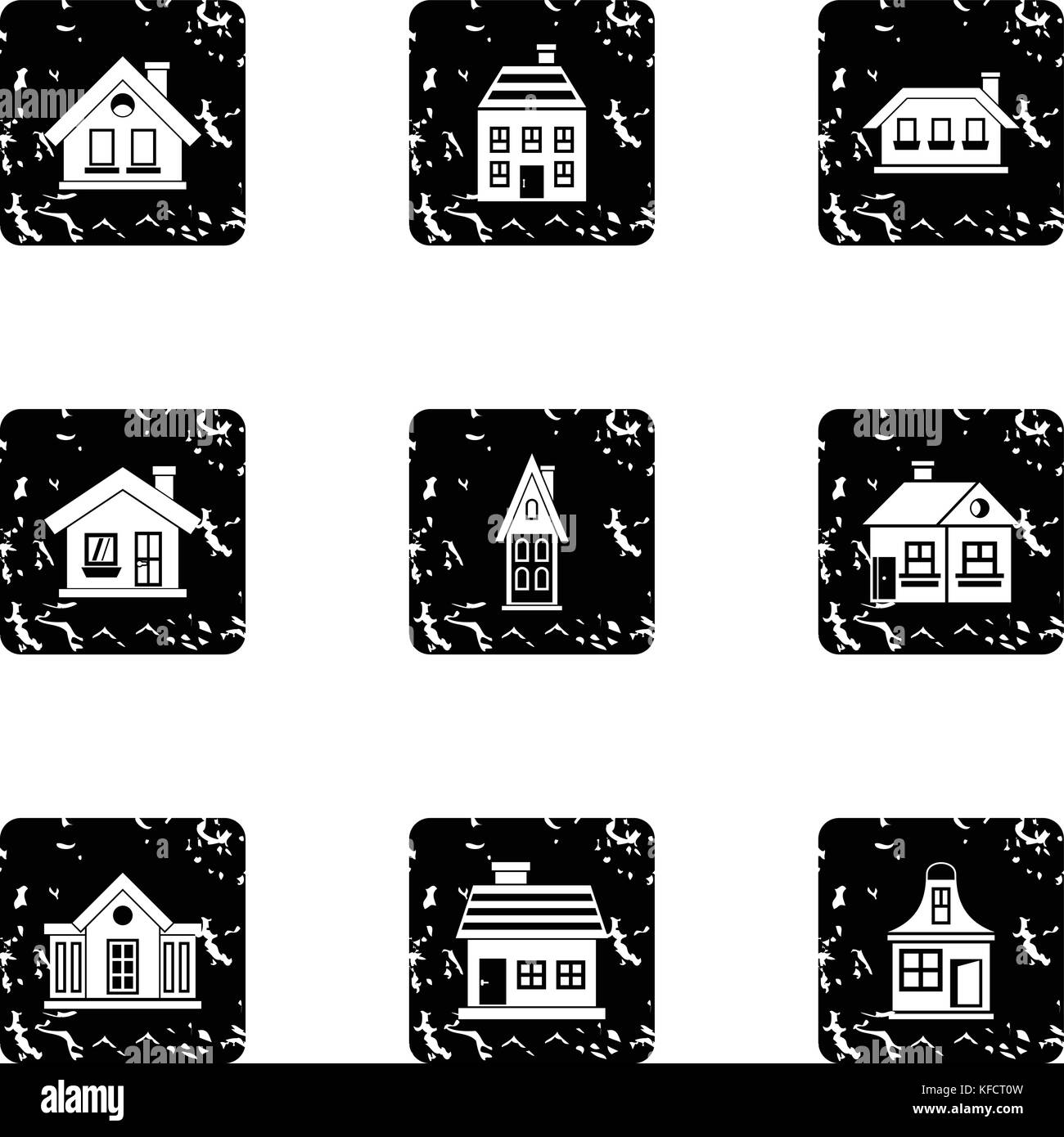 Residence icons set, grunge style Stock Vector Image & Art - Alamy