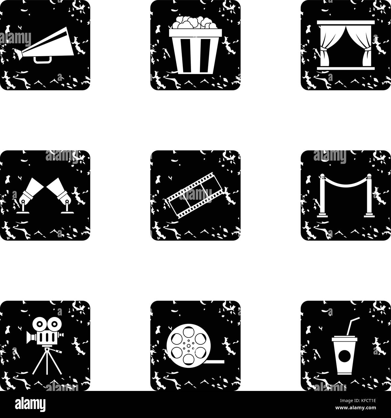 Movie theater icons set, grunge style Stock Vector Image & Art - Alamy