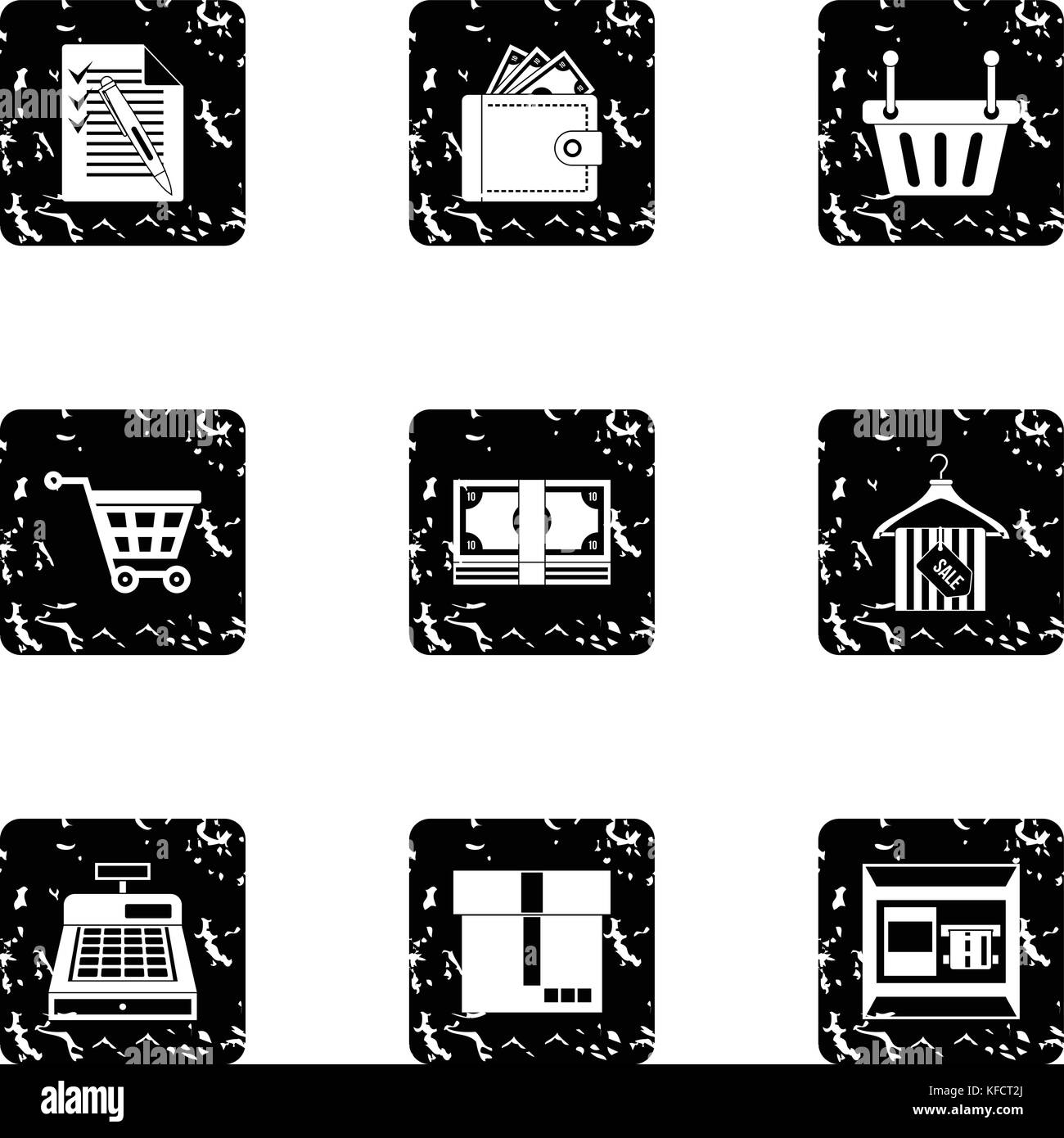 Supermarket buying icons set, grunge style Stock Vector Image & Art - Alamy