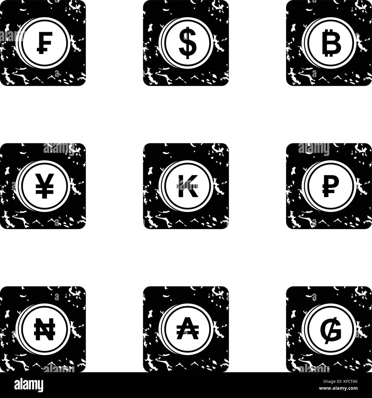 Currency icons set, grunge style Stock Vector Image & Art - Alamy