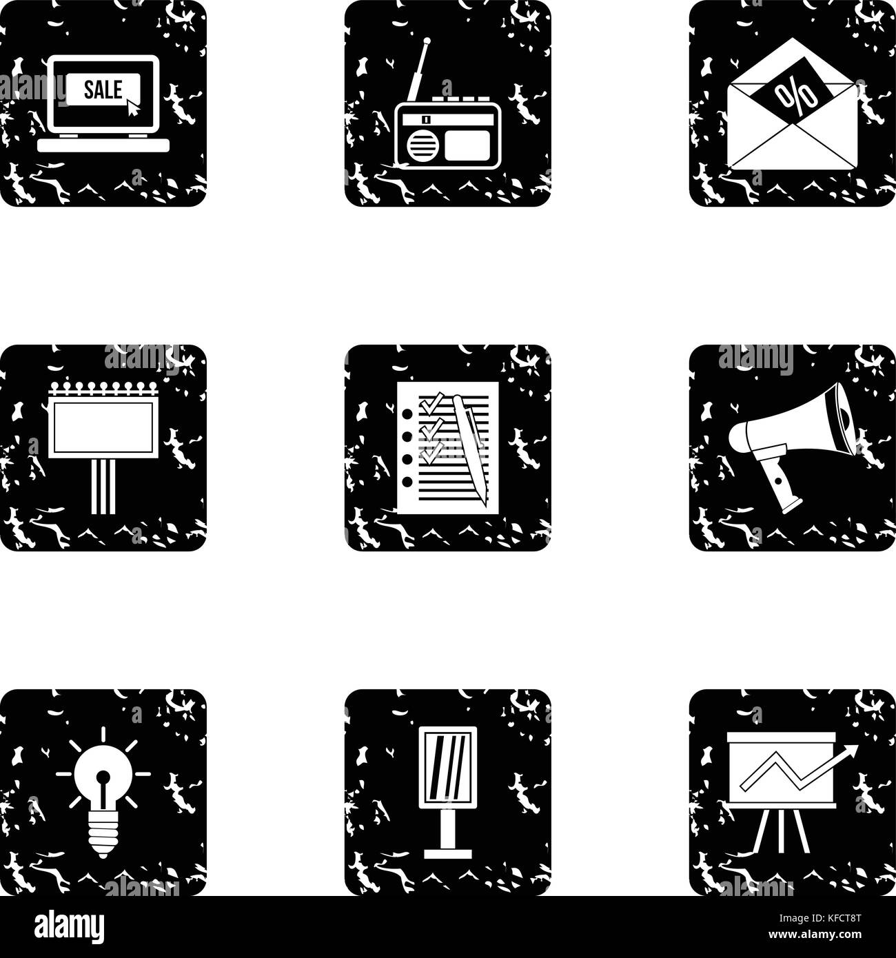 Contextual advertising icons set, grunge style Stock Vector Image & Art ...