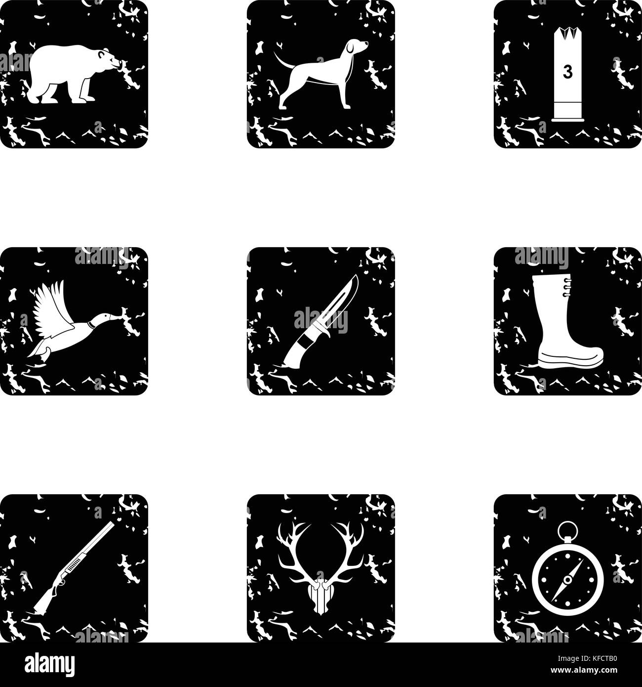 Bird hunting icons set, grunge style Stock Vector Image & Art - Alamy