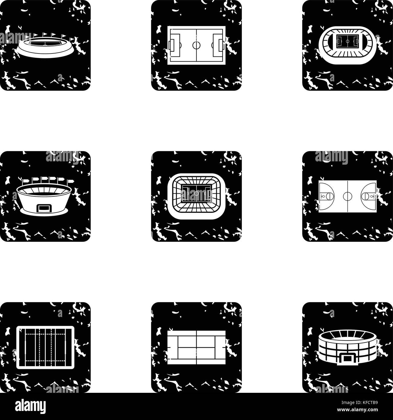Sports stadium icons set, grunge style Stock Vector Image & Art - Alamy
