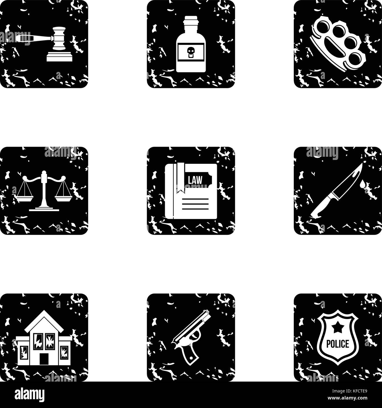 Crime icons set, grunge style Stock Vector Image & Art - Alamy