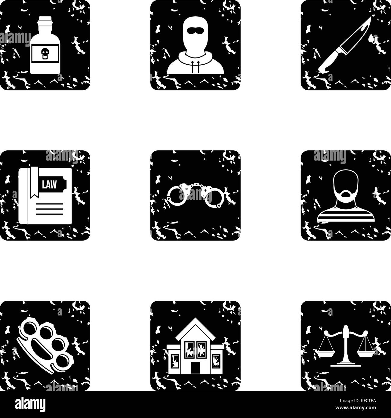 Lawlessness icons set, grunge style Stock Vector Image & Art - Alamy