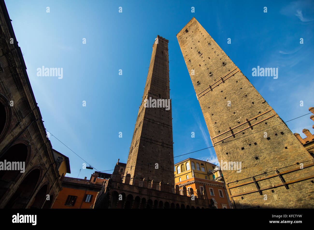 BOLOGNA, ITALY - October, 2017: Two famous falling towers Asinelli and ...