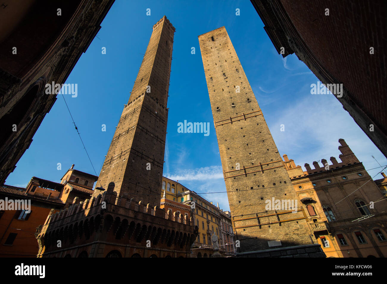 BOLOGNA, ITALY - October, 2017: Two famous falling towers Asinelli and ...