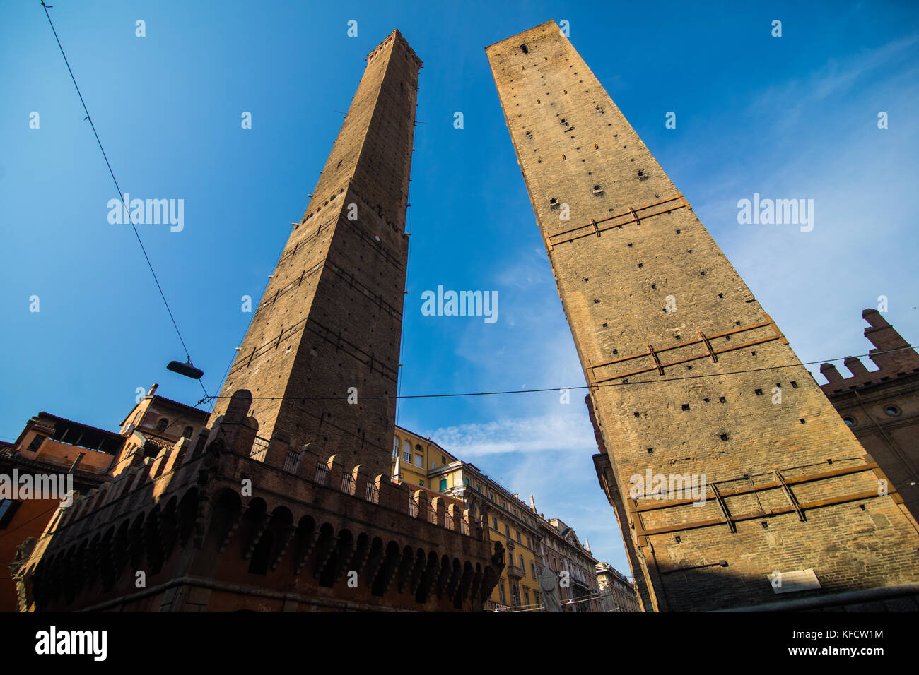 BOLOGNA, ITALY - October, 2017: Two famous falling towers Asinelli and ...