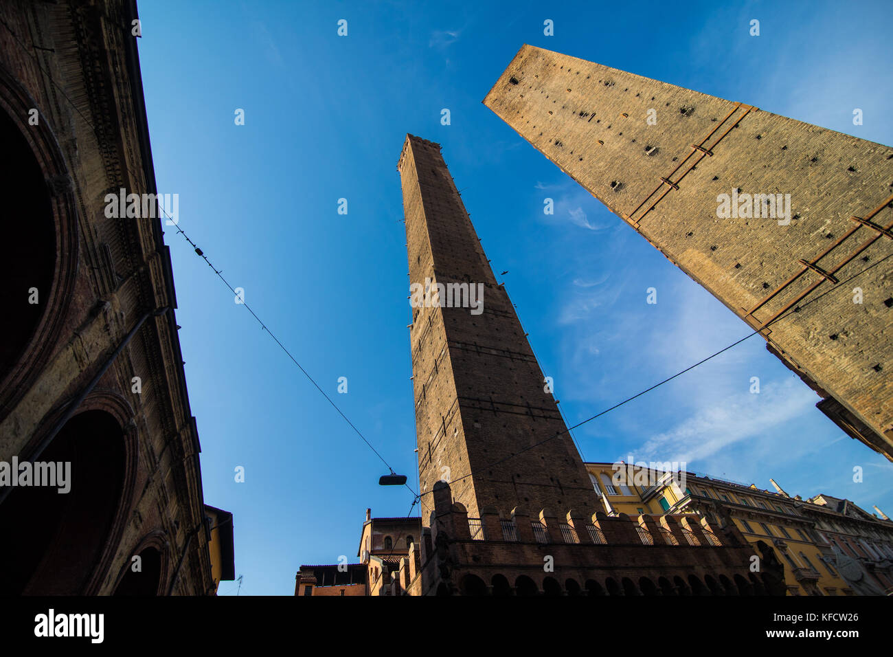 BOLOGNA, ITALY - October, 2017: Two famous falling towers Asinelli and ...