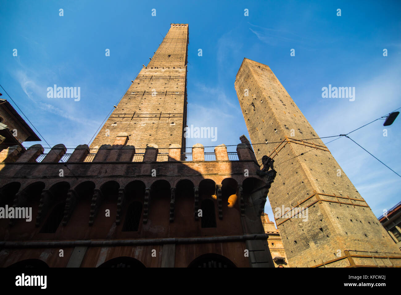 BOLOGNA, ITALY - October, 2017: Two famous falling towers Asinelli and ...
