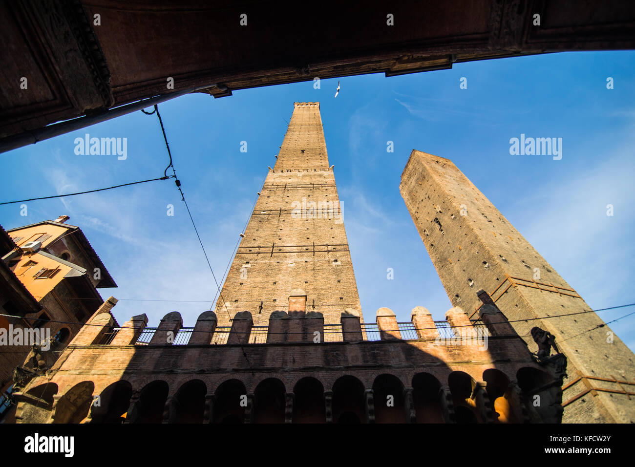 BOLOGNA, ITALY - October, 2017: Two famous falling towers Asinelli and ...