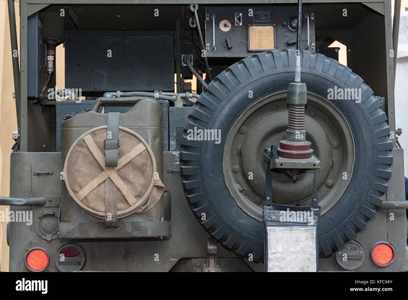 Rear View of of Military Vehicle for Radio Communications from World ...