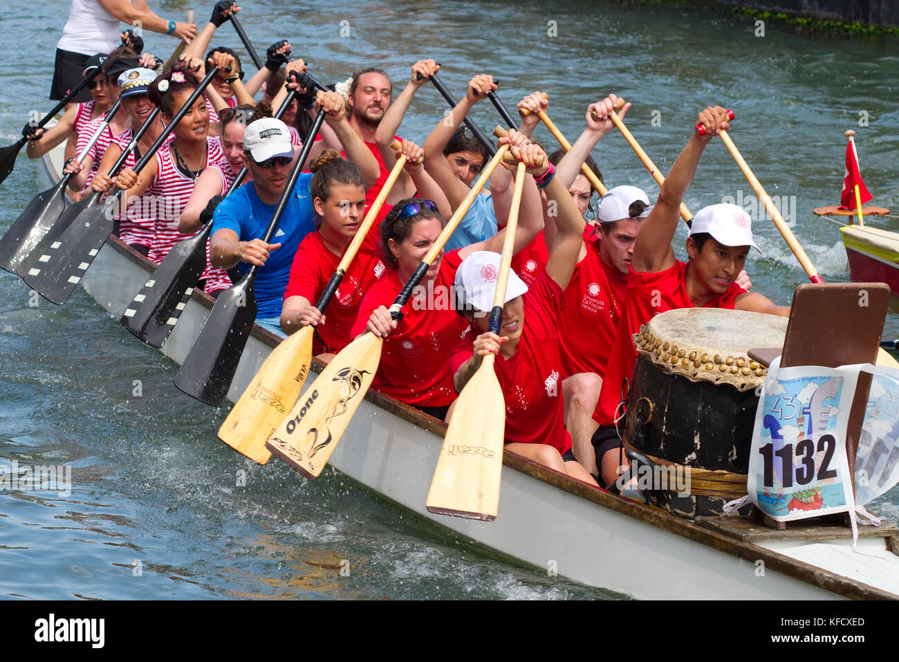 VENICE, ITALY - JUNE 4, 2017: 43rd edition of the Vogalonga race ...