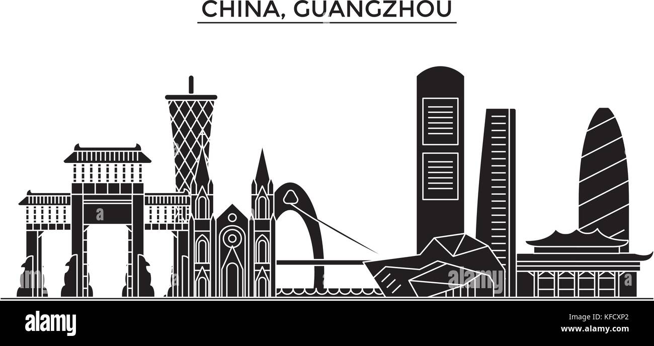 China, Guangzhou architecture urban skyline with landmarks, cityscape ...