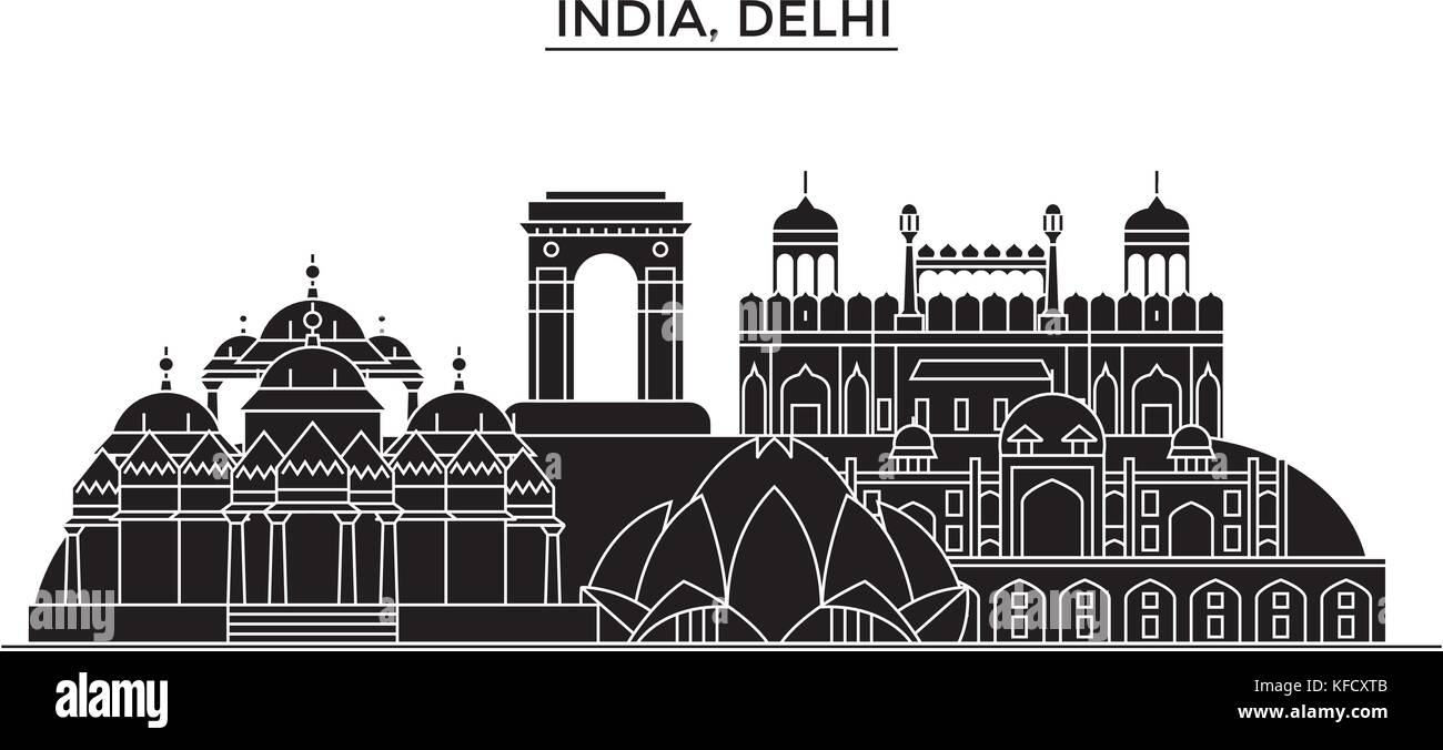 India, Delhi architecture urban skyline with landmarks, cityscape ...