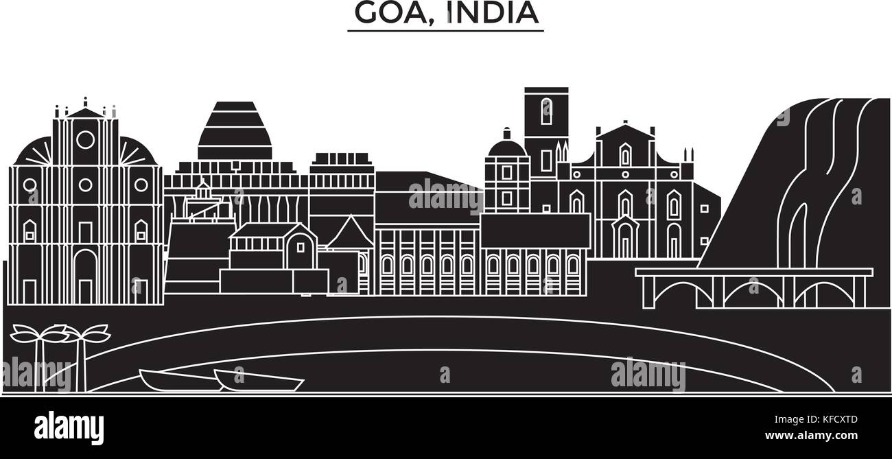 India, Goa architecture urban skyline with landmarks, cityscape ...