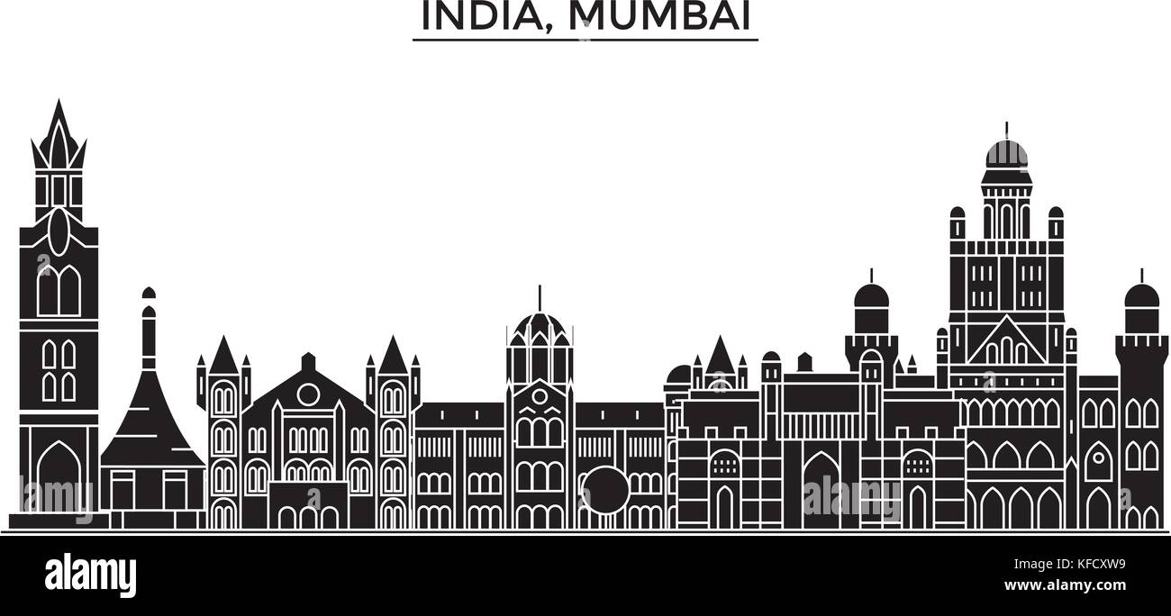 India, Mumbai architecture urban skyline with landmarks, cityscape ...
