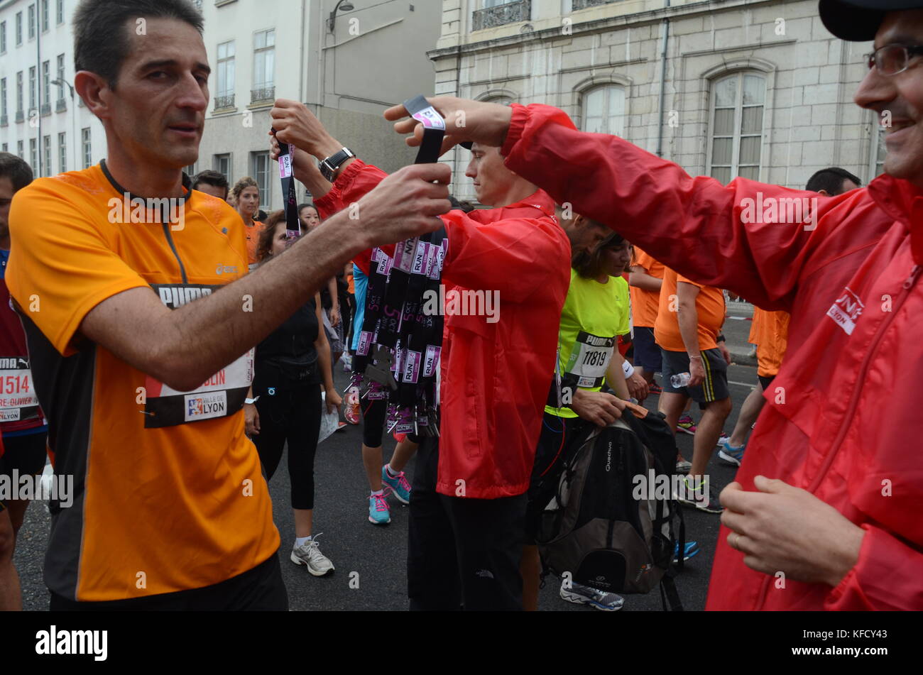 Lyon Marathon snapshots, Lyon, France Stock Photo - Alamy
