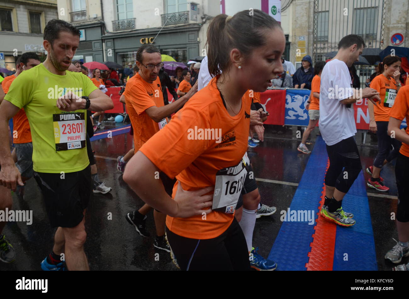 Lyon Marathon snapshots, Lyon, France Stock Photo - Alamy