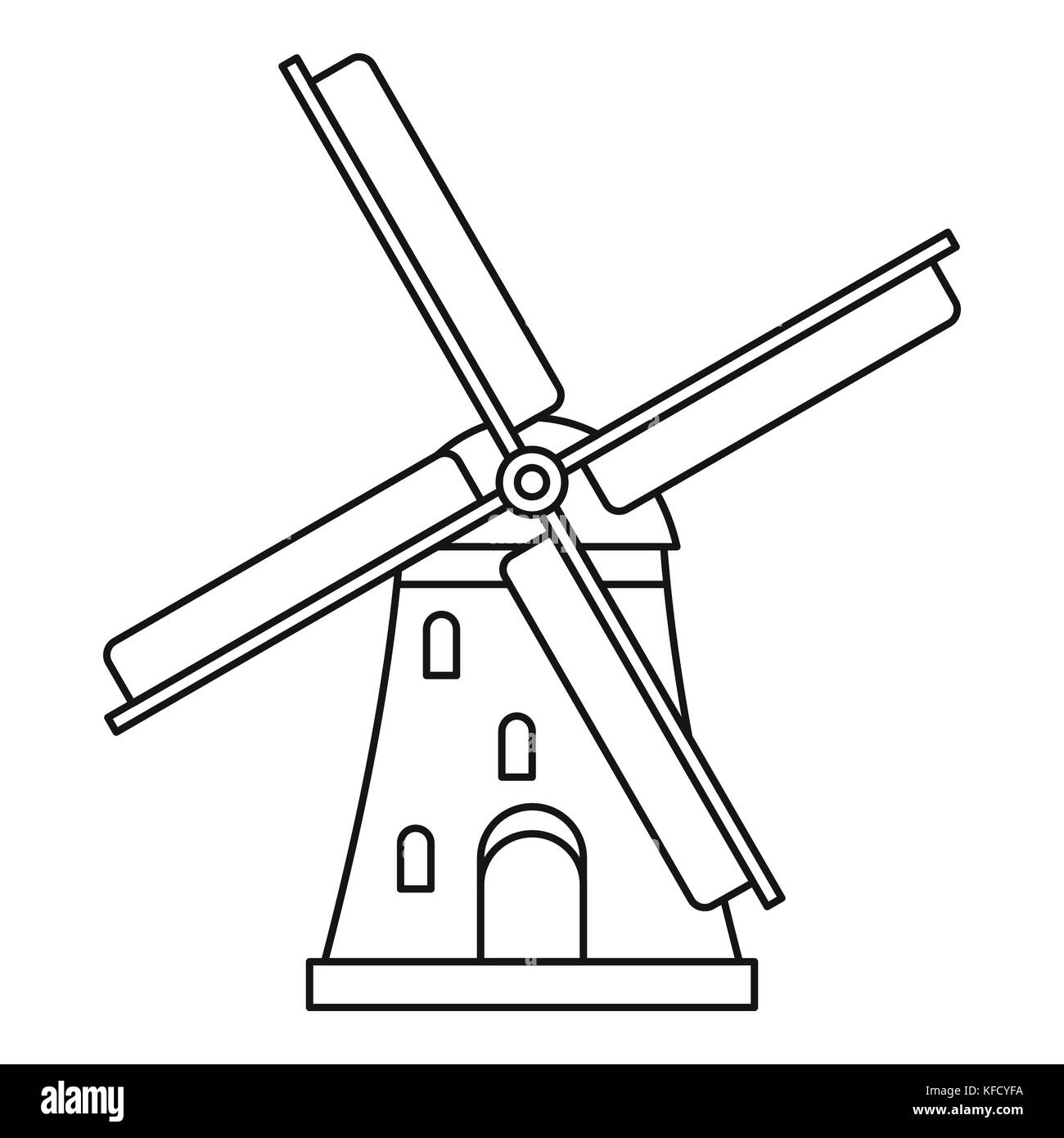 Windmill icon, outline style Stock Vector Image & Art - Alamy
