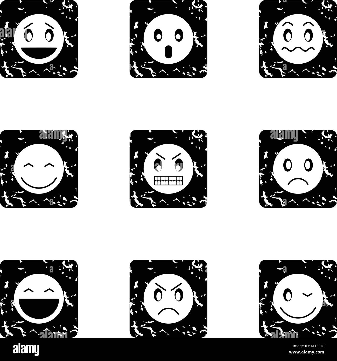 Round smileys icons set, grunge style Stock Vector Image & Art - Alamy