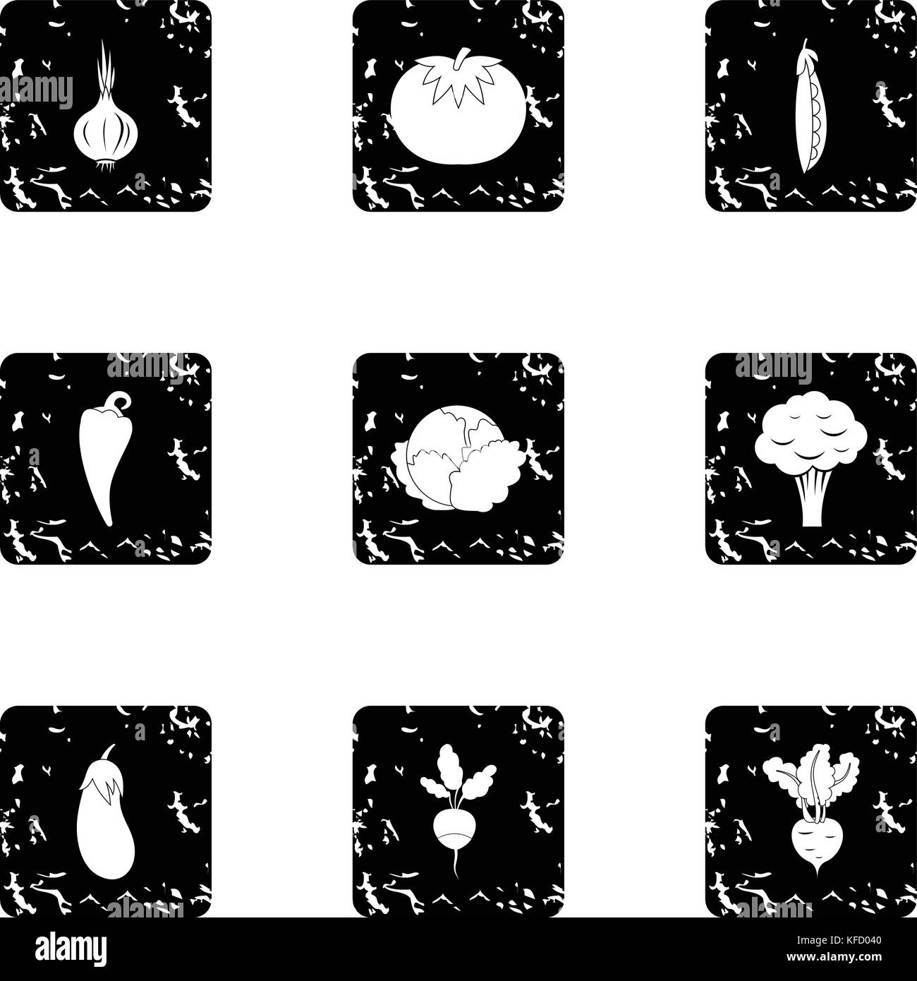 Vegetables icons set, grunge style Stock Vector Image & Art - Alamy