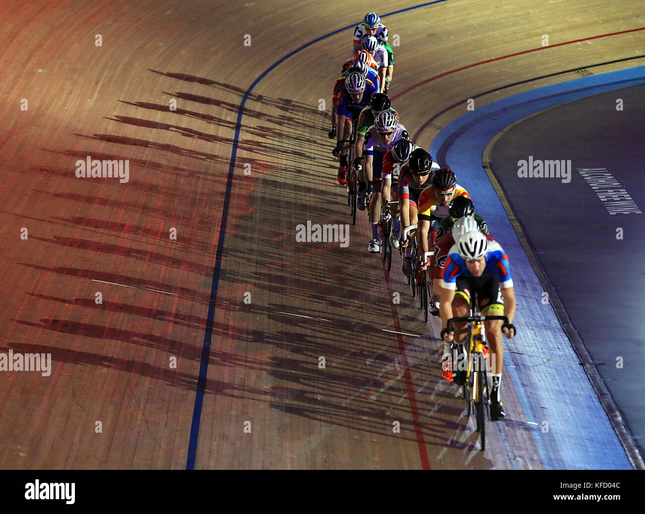 General action from the start of the men's 10km Scratch Race during day ...