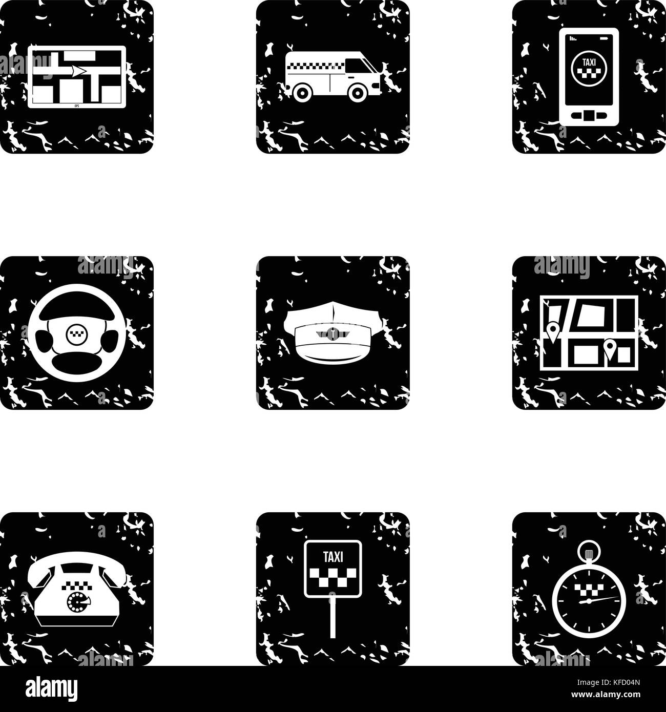 Taxi ride icons set, grunge style Stock Vector Image & Art - Alamy