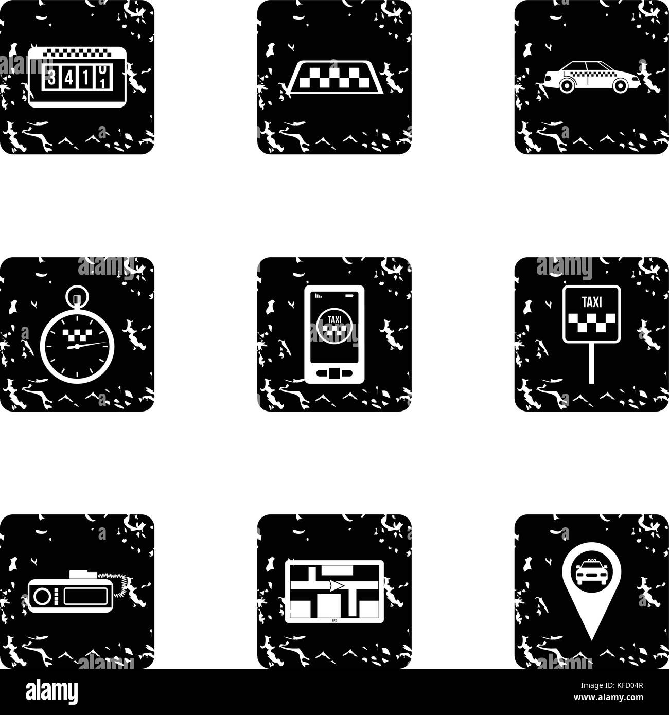 Taxi order icons set, grunge style Stock Vector Image & Art - Alamy