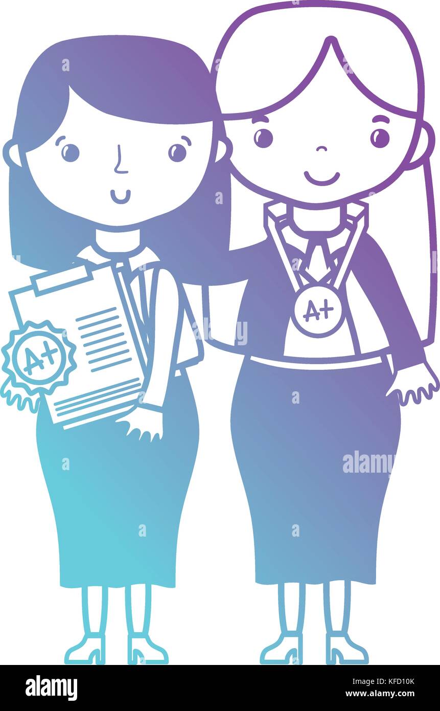 line teacher with student to class education lesson Stock Vector Image ...