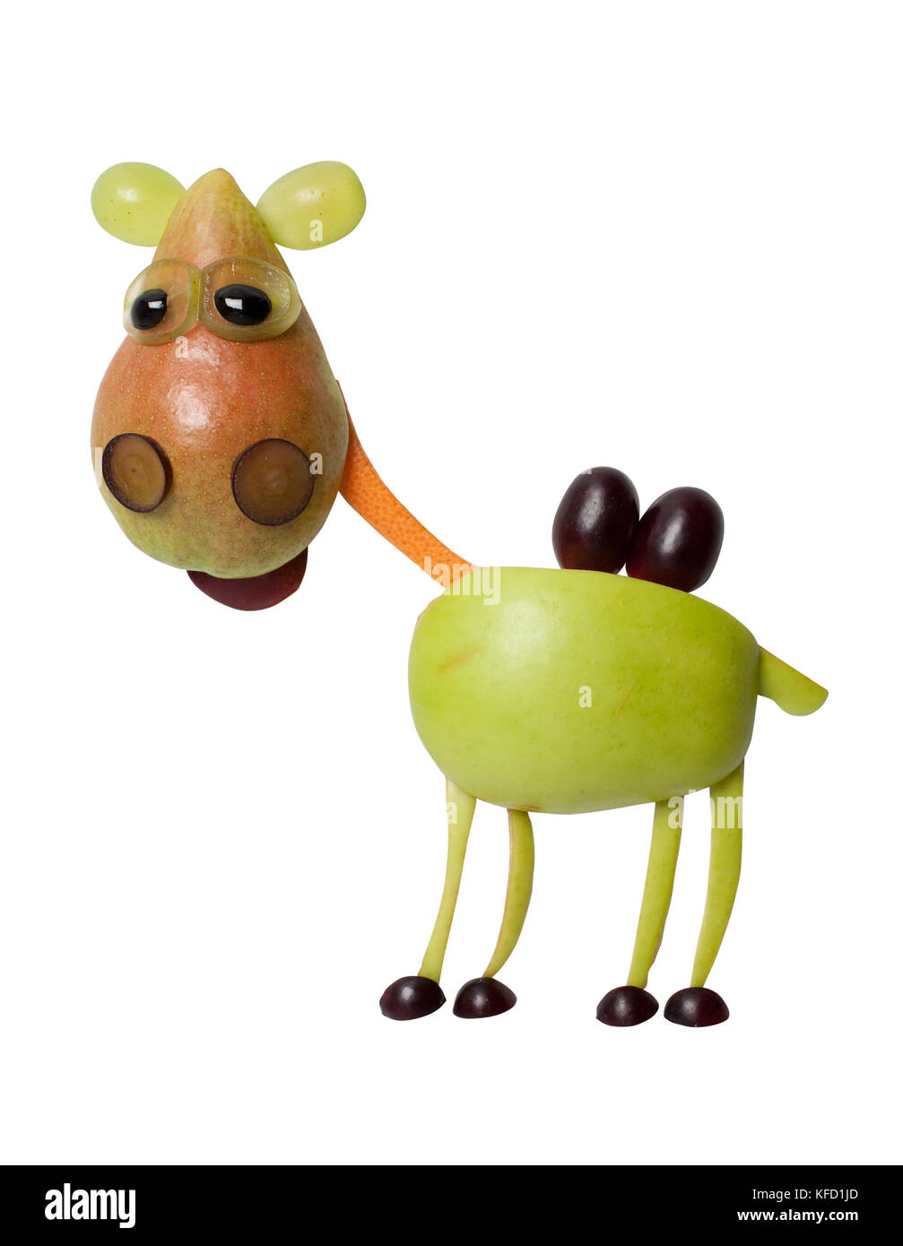 Happy camel made with fruits on isolated background Stock Photo - Alamy