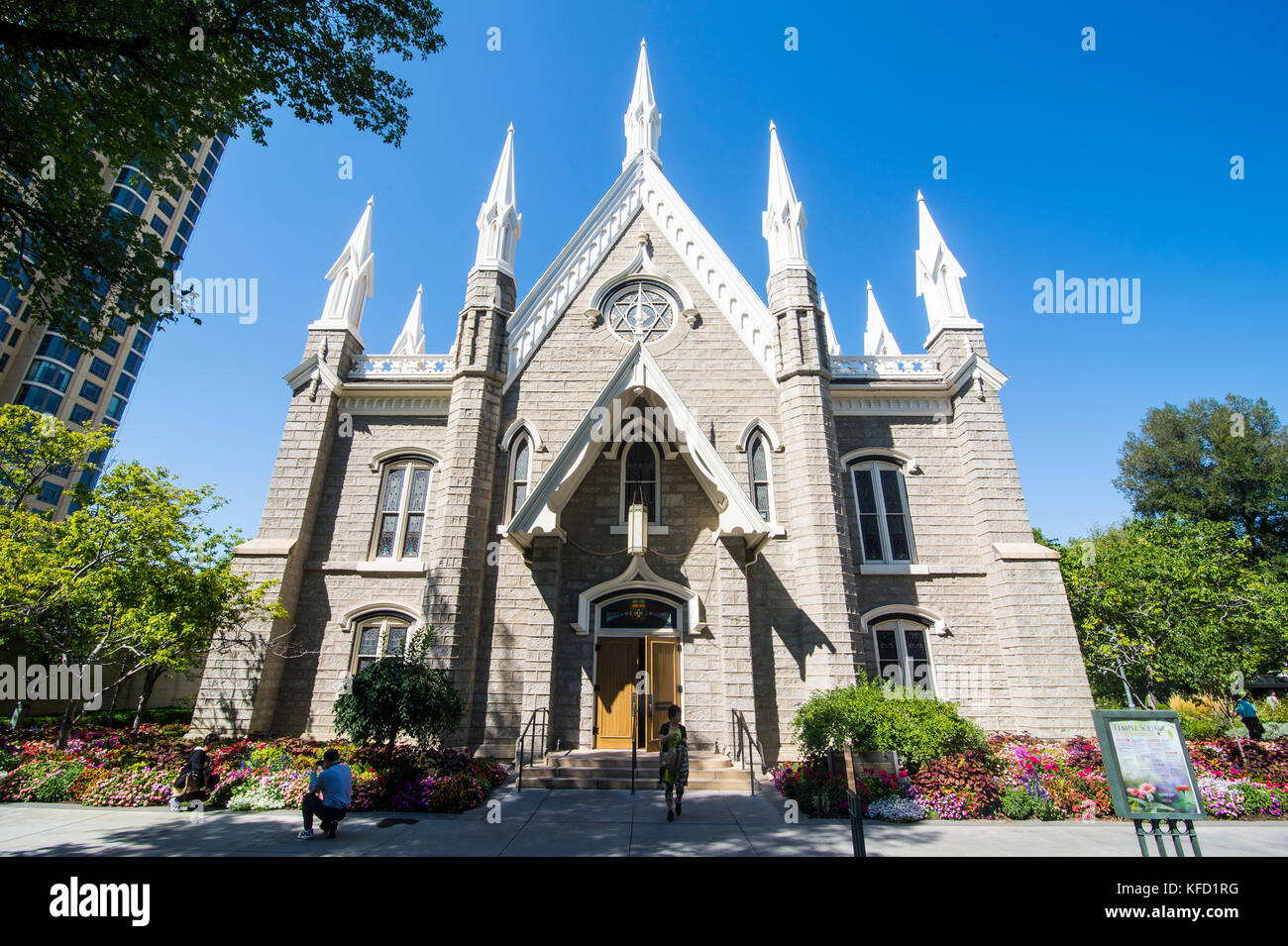Mormon assembly hall on Temple square, Salt Lake City, Utah, USA Stock ...