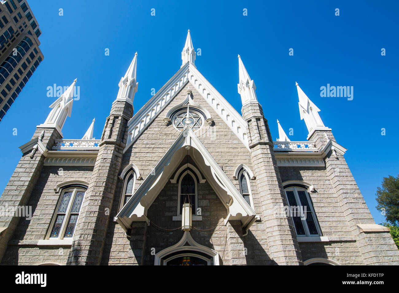 Mormon assembly hall on Temple square, Salt Lake City, Utah, USA Stock ...