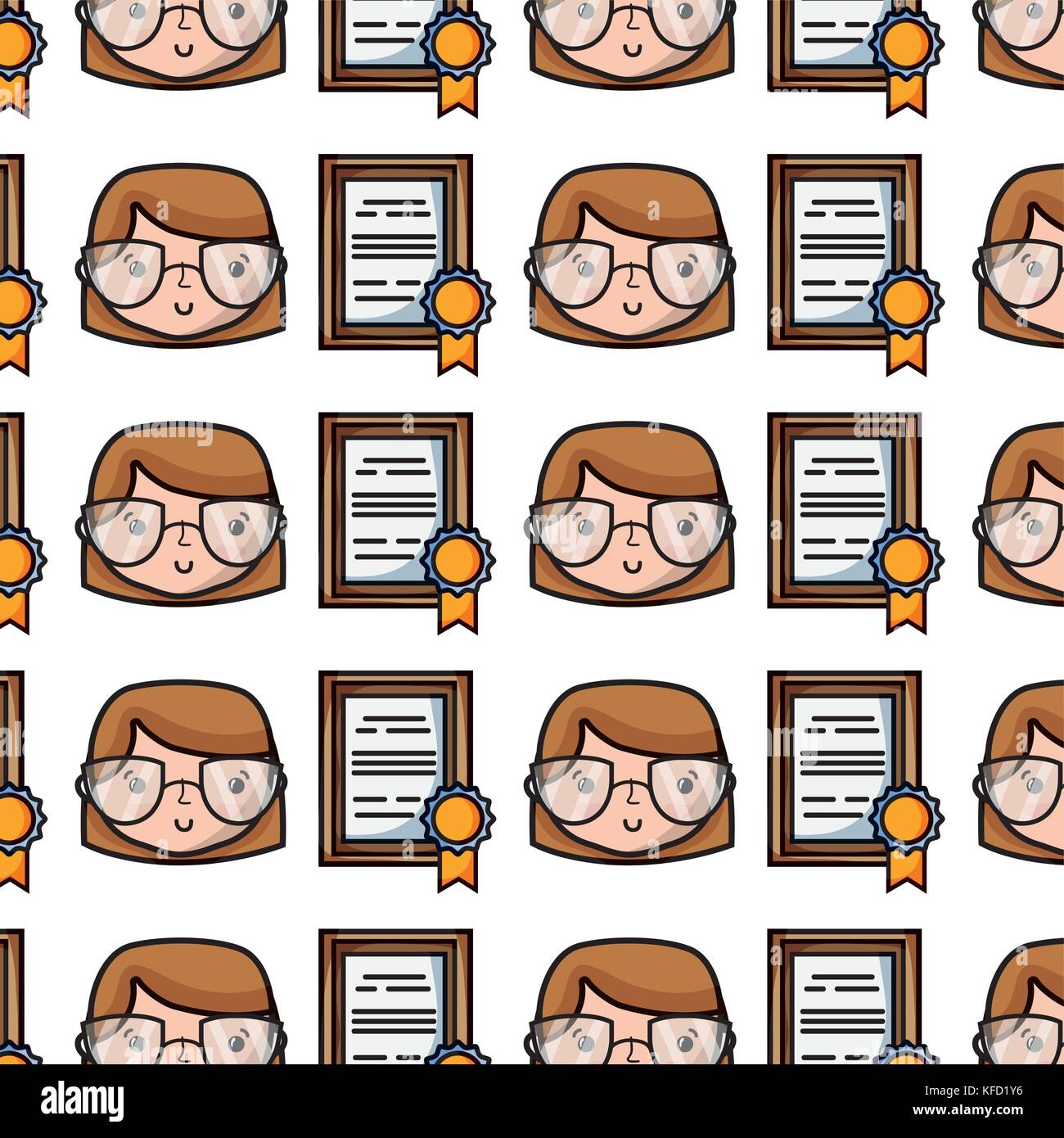 certificate diploma and woman teacher background Stock Vector Image ...