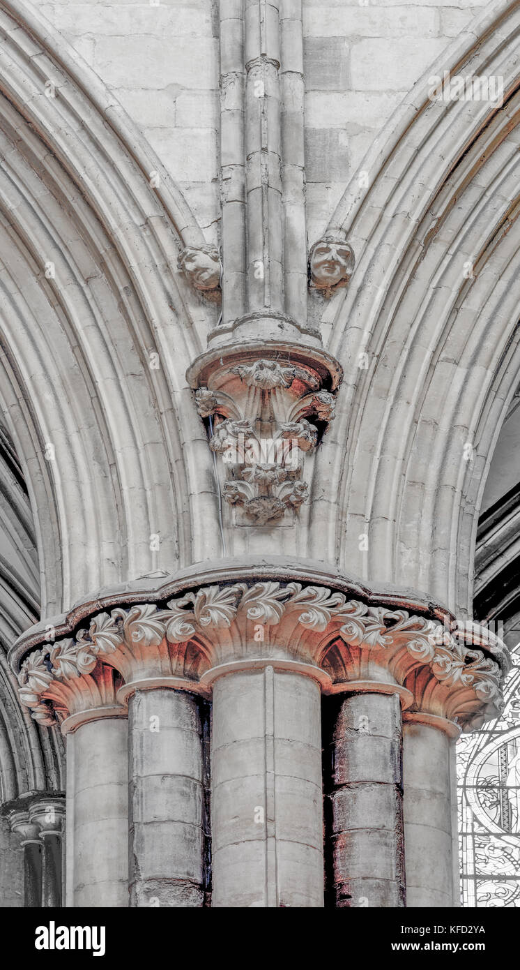 Pillar in the nave of the medieval cathedral at Lincoln, England Stock ...