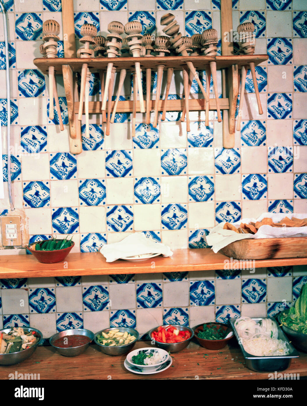 MEXICO, Mexico City, Fonda El Refugio Restaurant, cooking utensils and ...