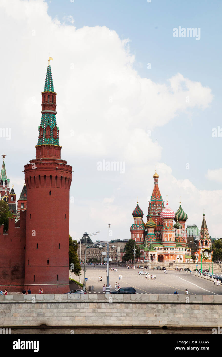 RUSSIA, Moscow. View of Kremlin Wall, Red Square, and the St. Basil's ...