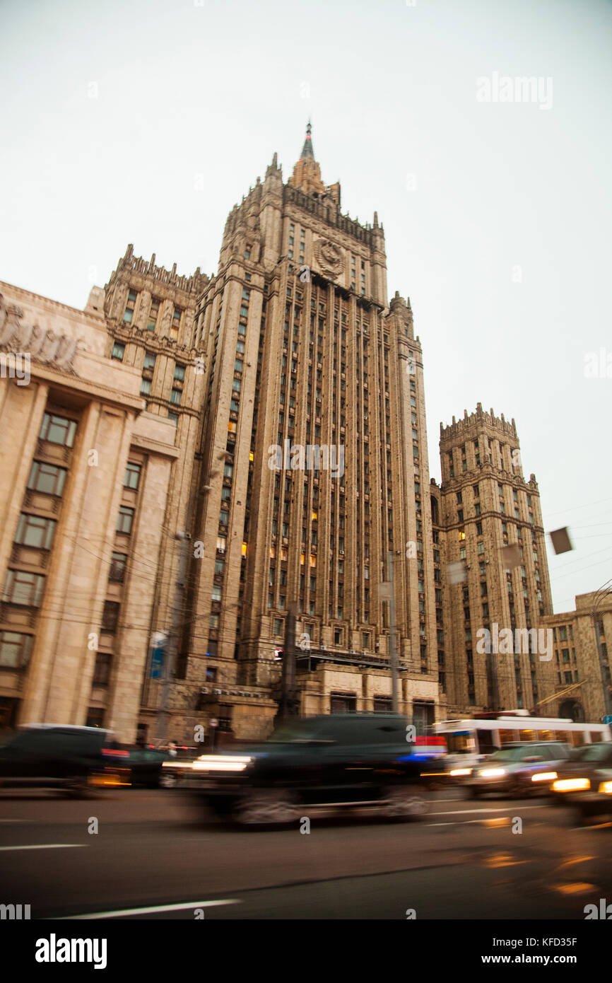 RUSSIA, Moscow. A view of one of Stalin's Seven Sisters building Stock ...