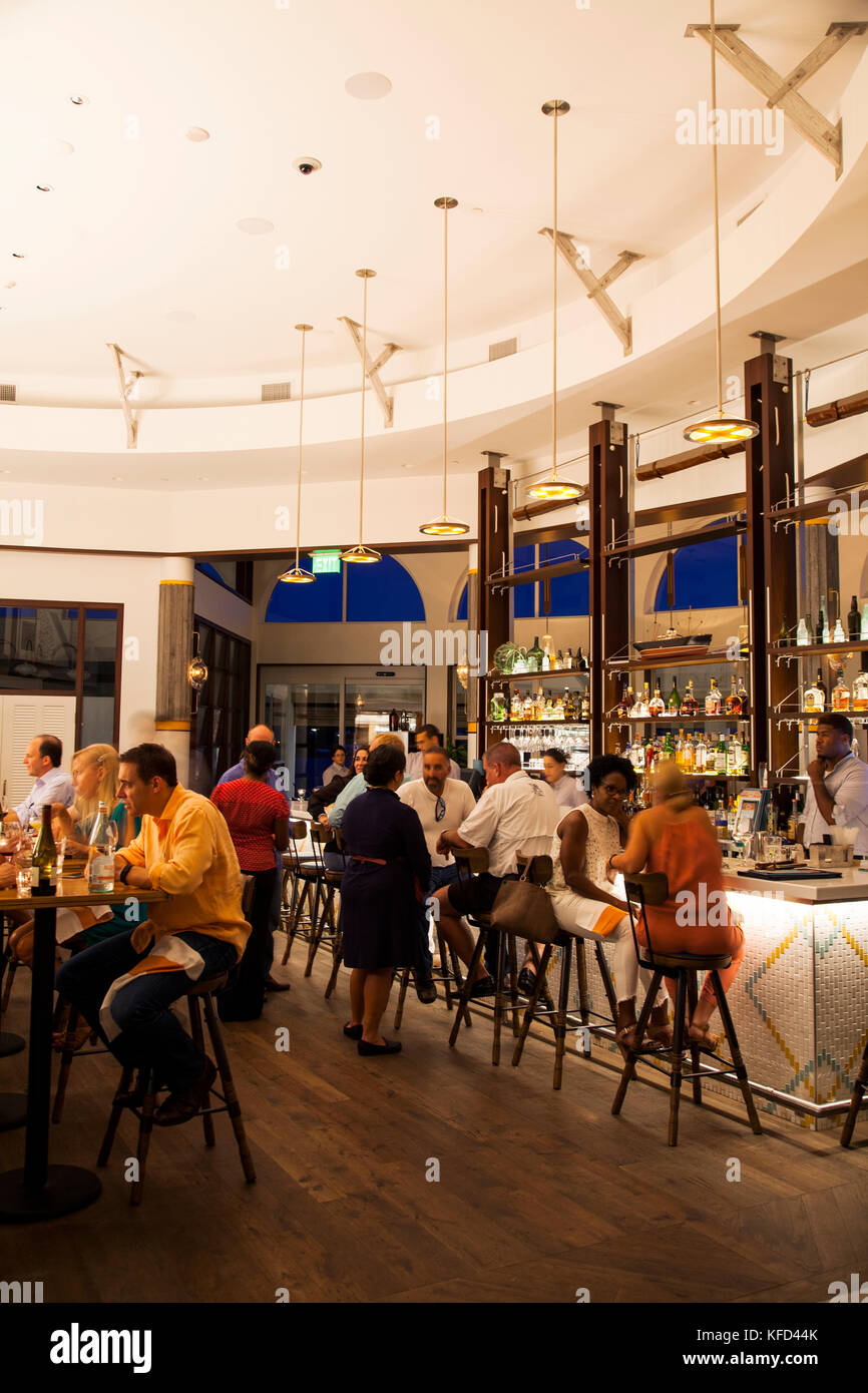 BERMUDA. Hamilton.Interior of Marcus' Restaurant during dinner service ...
