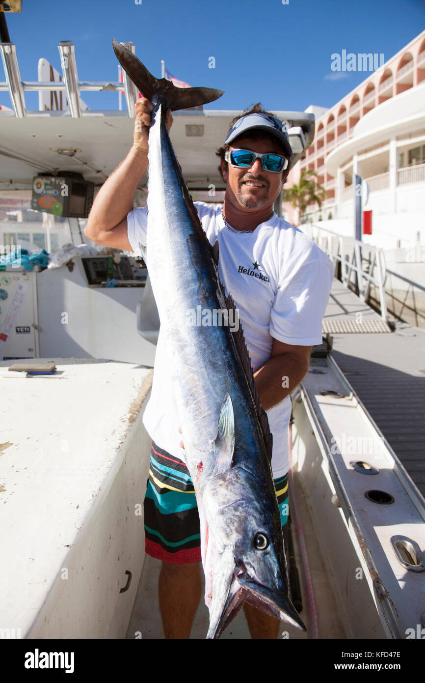 BERMUDA. Hamilton Parish. A local fisherman with catch of black fin ...