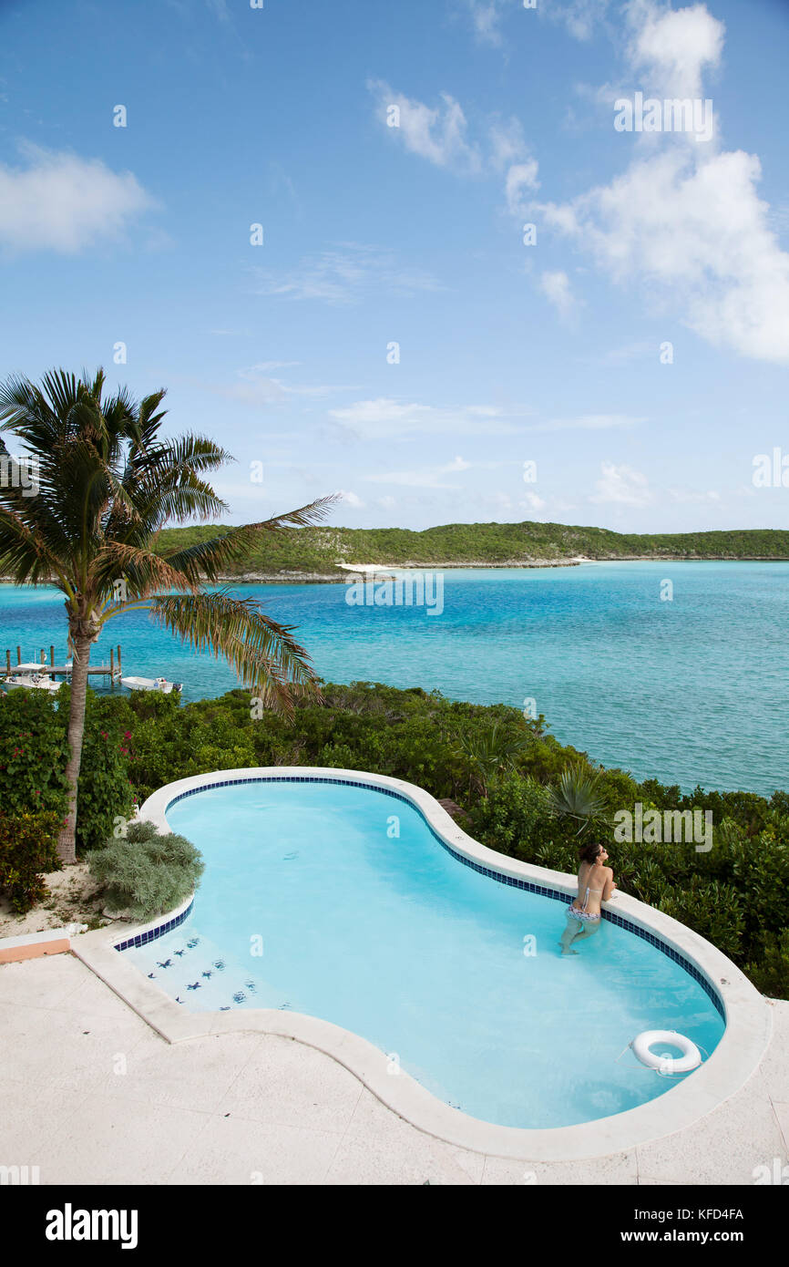 EXUMA, Bahamas. A pool at the Hill House which is the main common area ...